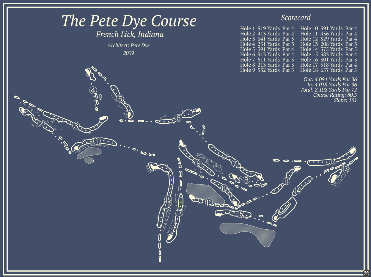French Lick Resort - Pete Dye Course – Course Maps